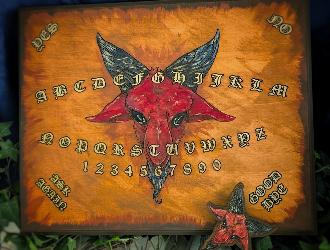 Baphomet Sabbat Goat Spirit Board // Handpainted Hardwood Ouija Board ...