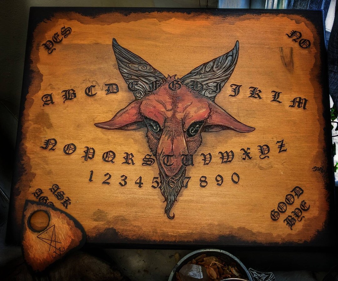 Baphomet Sabbat Goat Spirit Board // Handpainted Hardwood Ouija Board ...