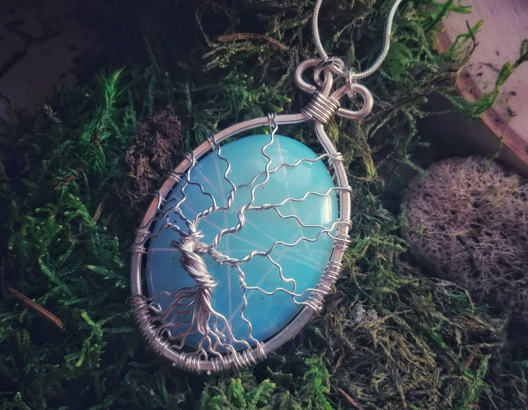 Opalite Tree of Life Pendant // Fine Silver Wire Wrapped Jewelry - Etsy