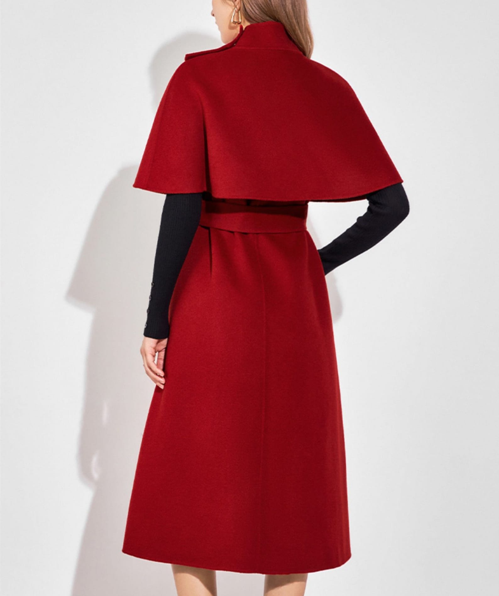 Red Wool Coatwinter Cozy Wool Cape With Vestlong Wool - Etsy