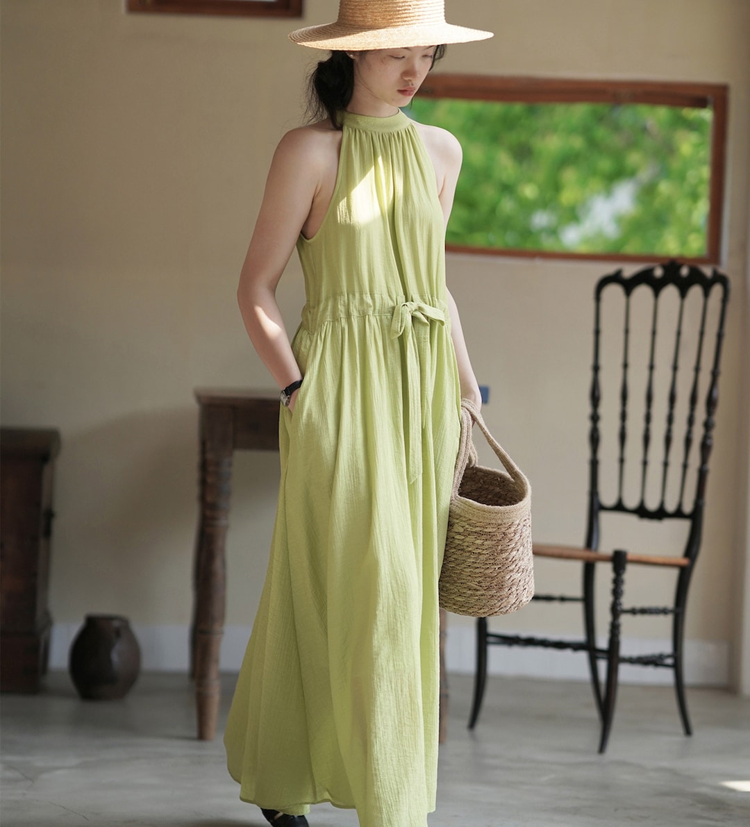Sleeveless Linen Maxi Dress, Halter Boho Summer Dress - Etsy