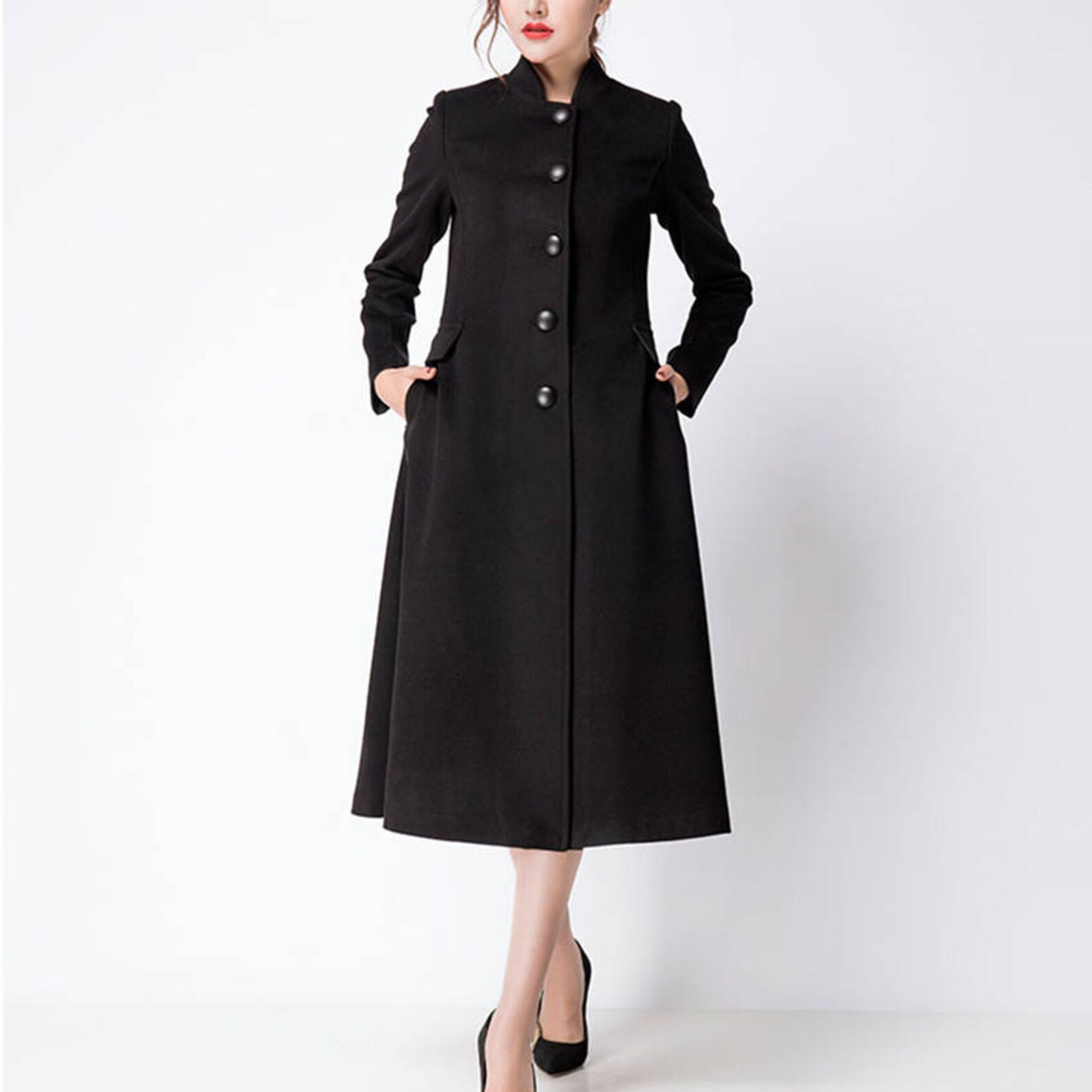 Black Wool Jacket Warm Cozy Coat Women Wool Coat Plus Size - Etsy