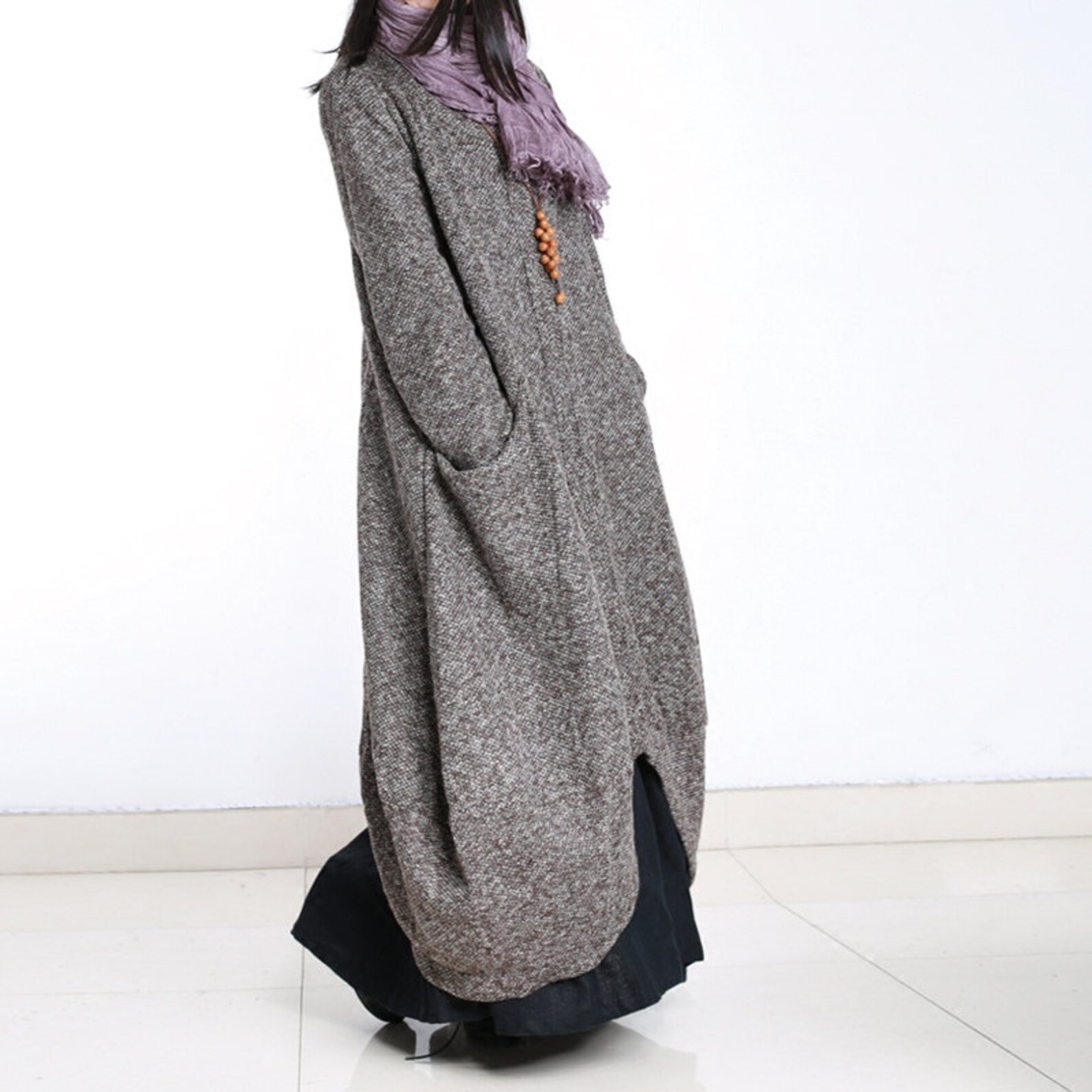 Loose Wool Jacketlong Sleeve Wool Coatlong Cloakwool Dress - Etsy