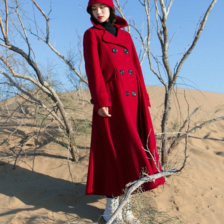 Red Coat,cashmere Coat,full Length Wool Jacket,designer Coat,warm Cozy ...