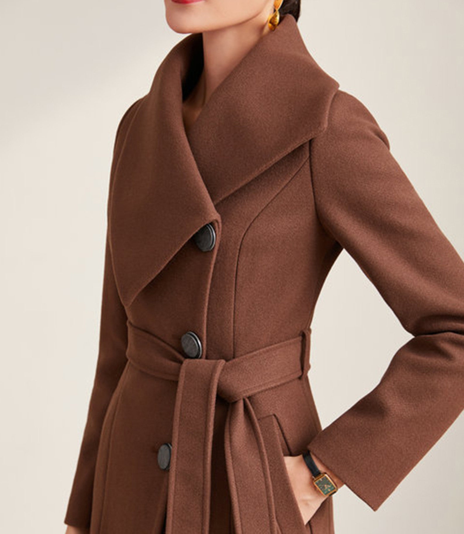 Big Collar Long Coat,women Wool Dress Coat,full Length Cashmere Jacket ...