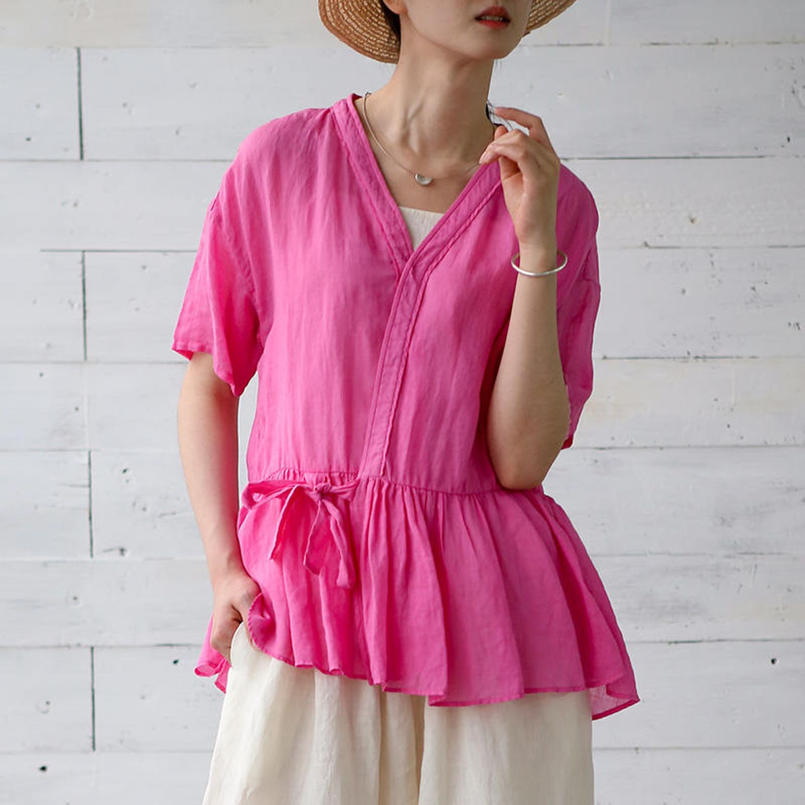 Summer Linen Top Linen Tunic Shirt Short Sleeve Blouse Loose - Etsy