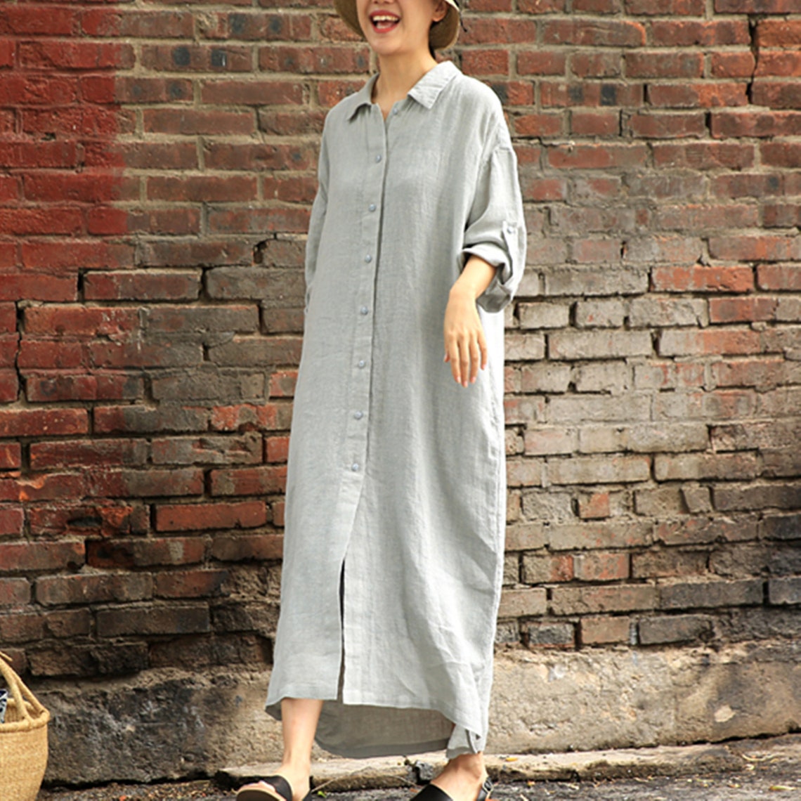 Smock Linen Dresslong Sleeve Tunic Dressspring Autumn Linen - Etsy