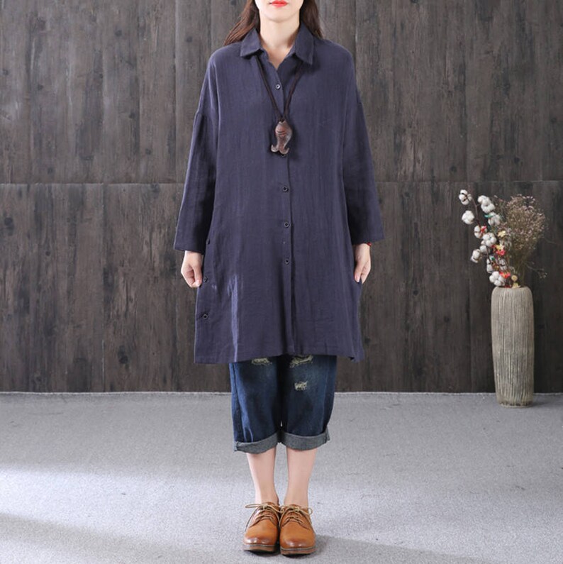 Autumn Linen Top Linen Shirt Long Sleeve Linen Tunic Autumn - Etsy