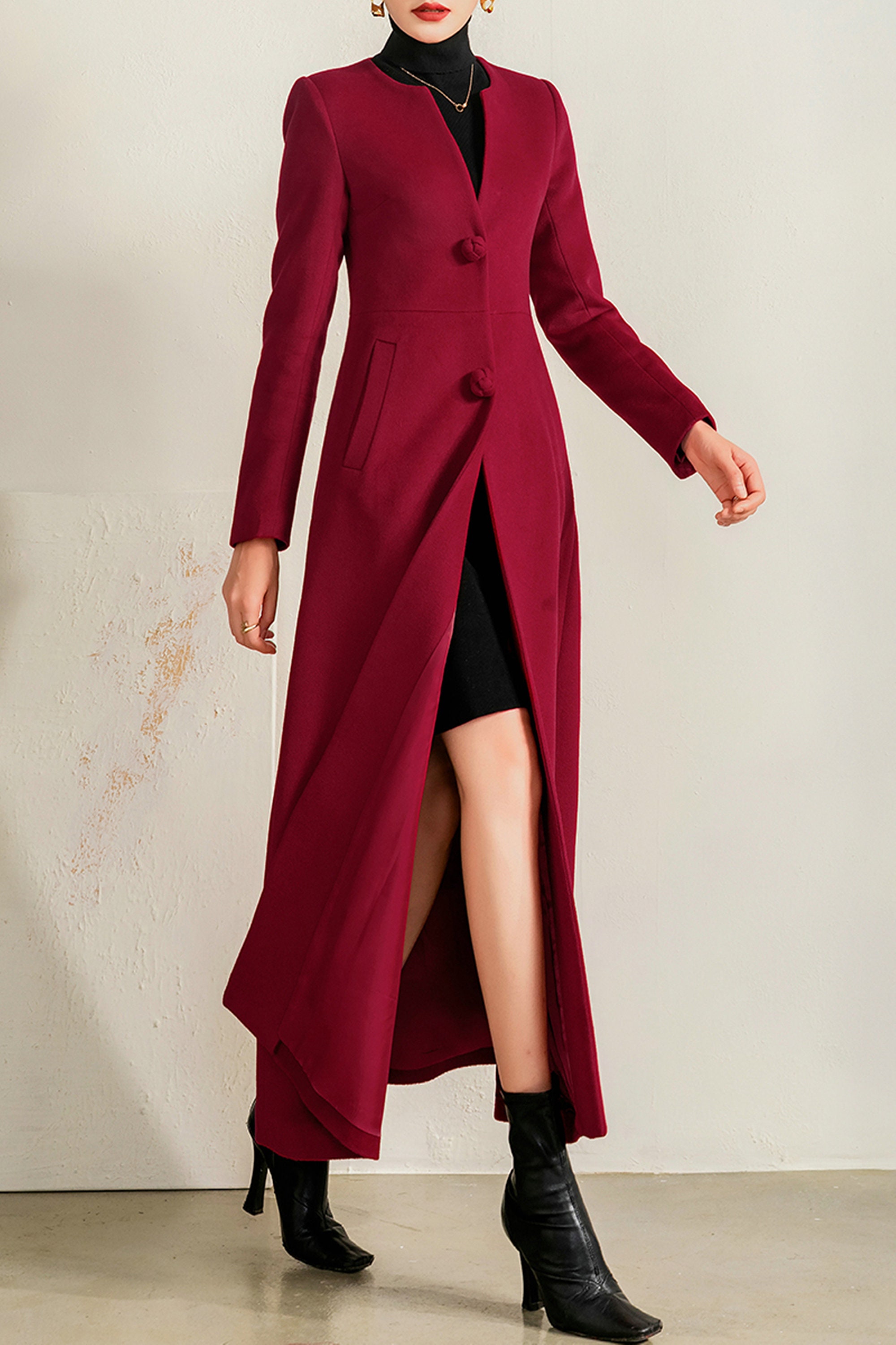 Women Long Full Length Wool Jacketwool Fitted Coatfull | Etsy