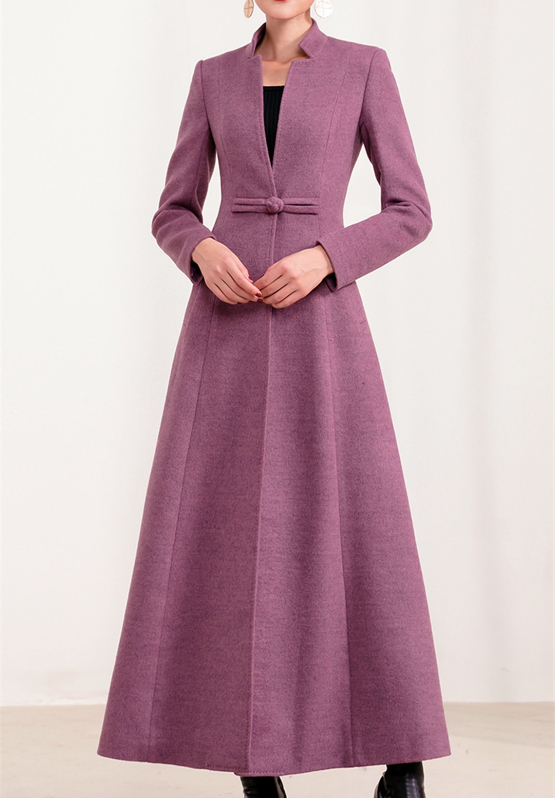 Purple Coatlong Full Length Wool Jacketwool Long Coatfitted | Etsy