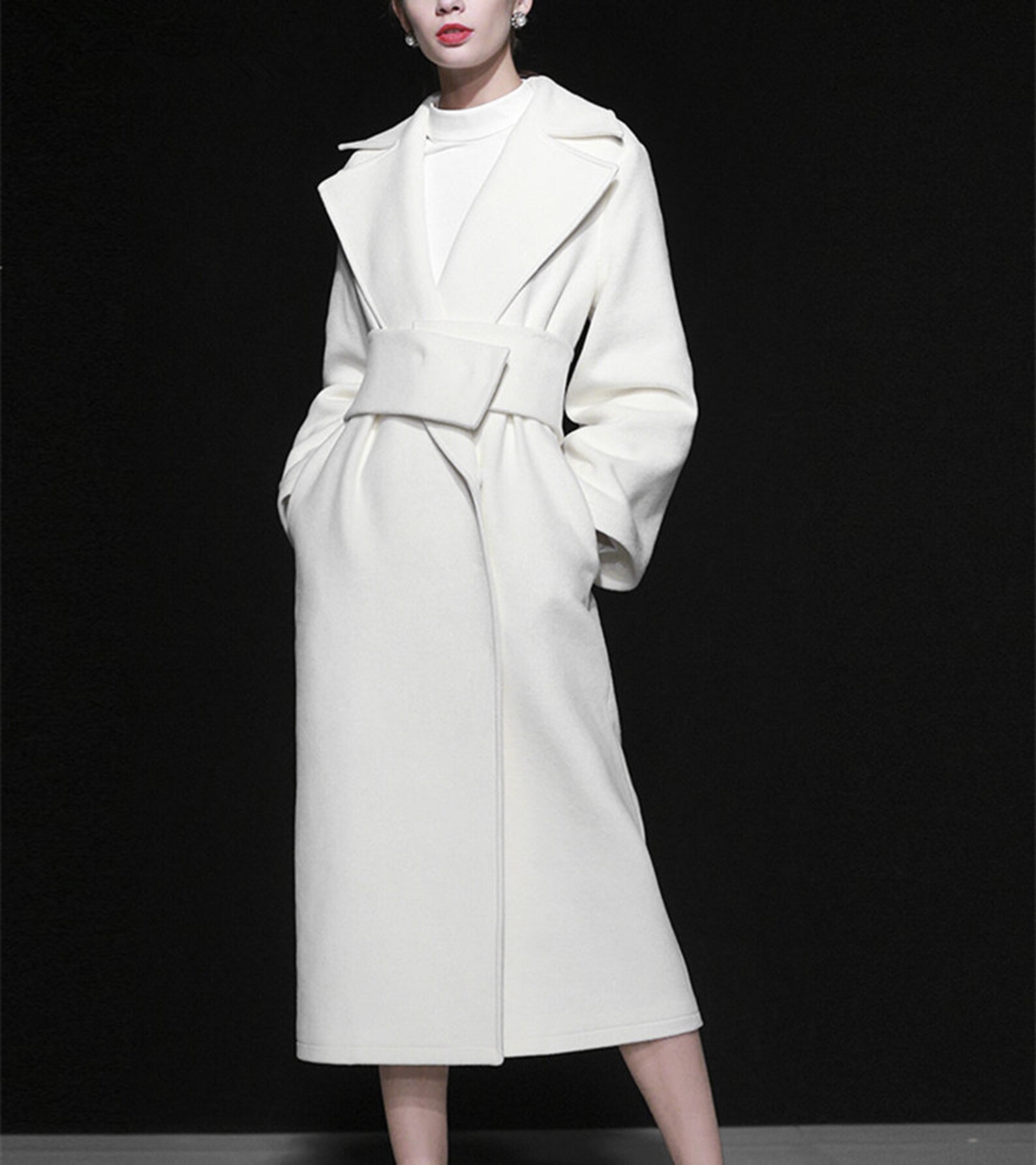 White Coat,cashmere Coat,wool Jacket With Belt,designer Coat,warm Coat ...
