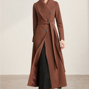 Big Collar Long Coat,women Wool Dress Coat,full Length Cashmere Jacket,plus Size Winter Coat ...