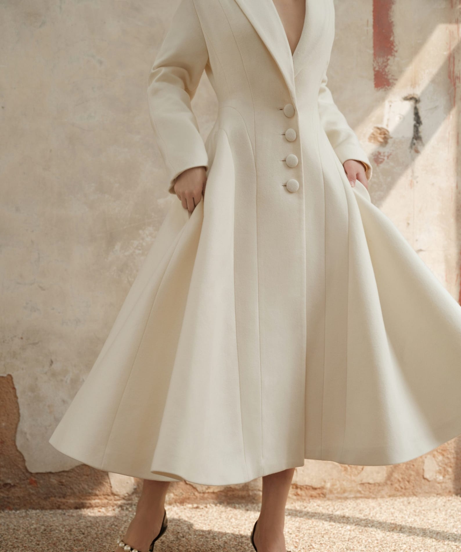 White Wool Coat,wool Princess Coat,long Cozy Coat,winter Wool Swing ...
