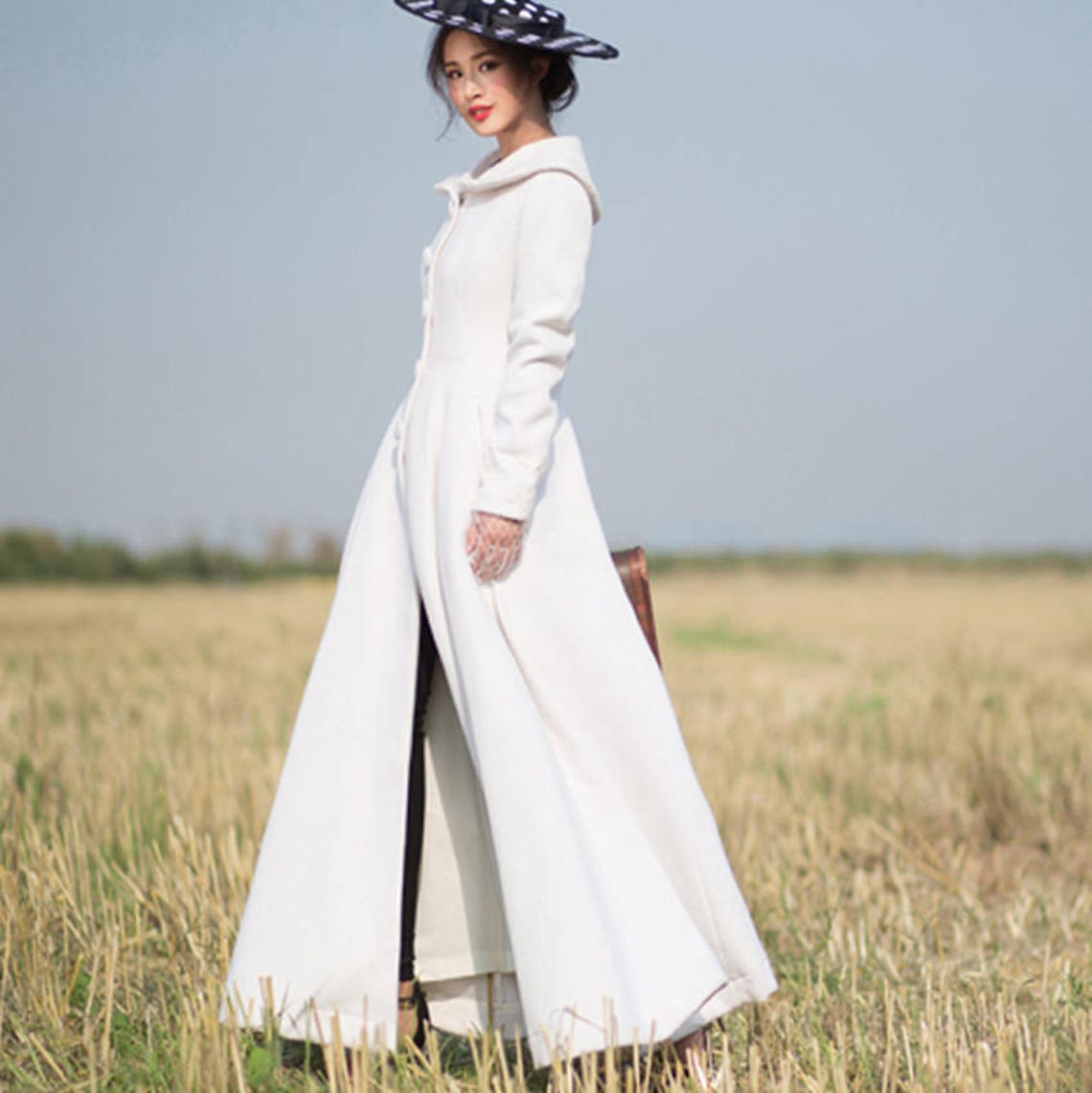 White Coatlong Full Length Wool Jacketprincess Coatfitted - Etsy
