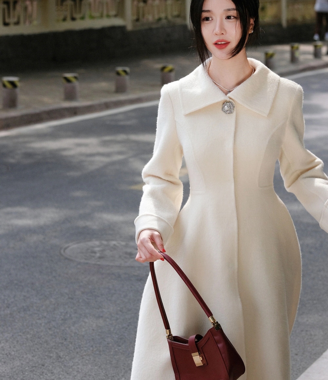 Ivory Wool Coat,wool Princess Coat,mid Calf Warm Wool Coat,fit and ...