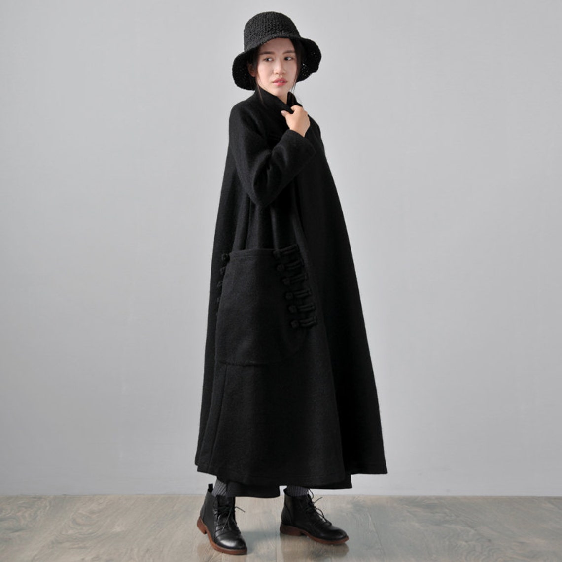 Long Length Wool Jacket With One Big Pocket Warm Cozy Coat - Etsy UK
