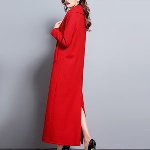 Red Coat,wool Coat,elegant Coat,fitted Coat,long Full Length Wool ...