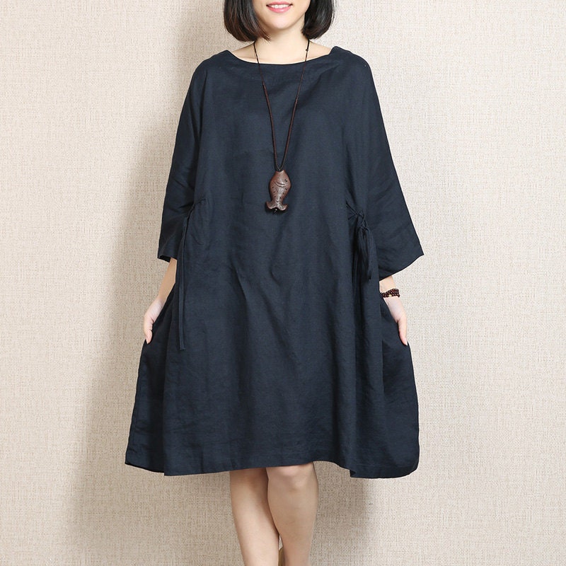 Loose Linen Tunic Linen Maxi Top Oversize Blouse Half Sleeve | Etsy