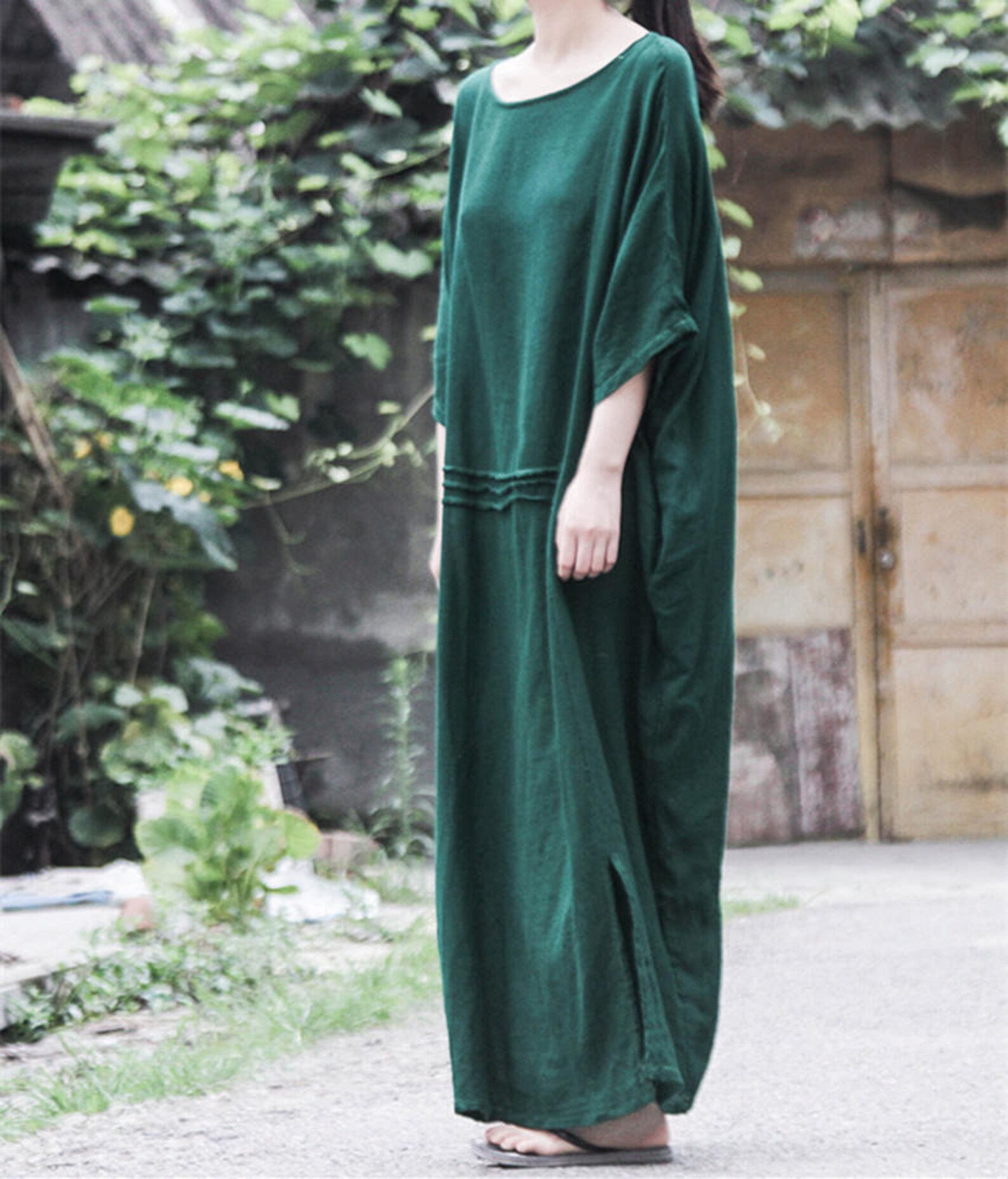 Green Linen Dress Loose Tunic Dress Linen Maxi Dress Long | Etsy