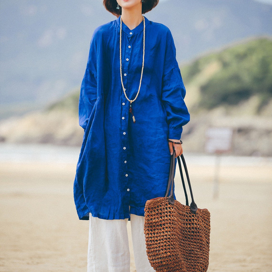 Loose Linen Shirt Long Sleeve Linen Top Linen Tunic Shirt Long | Etsy