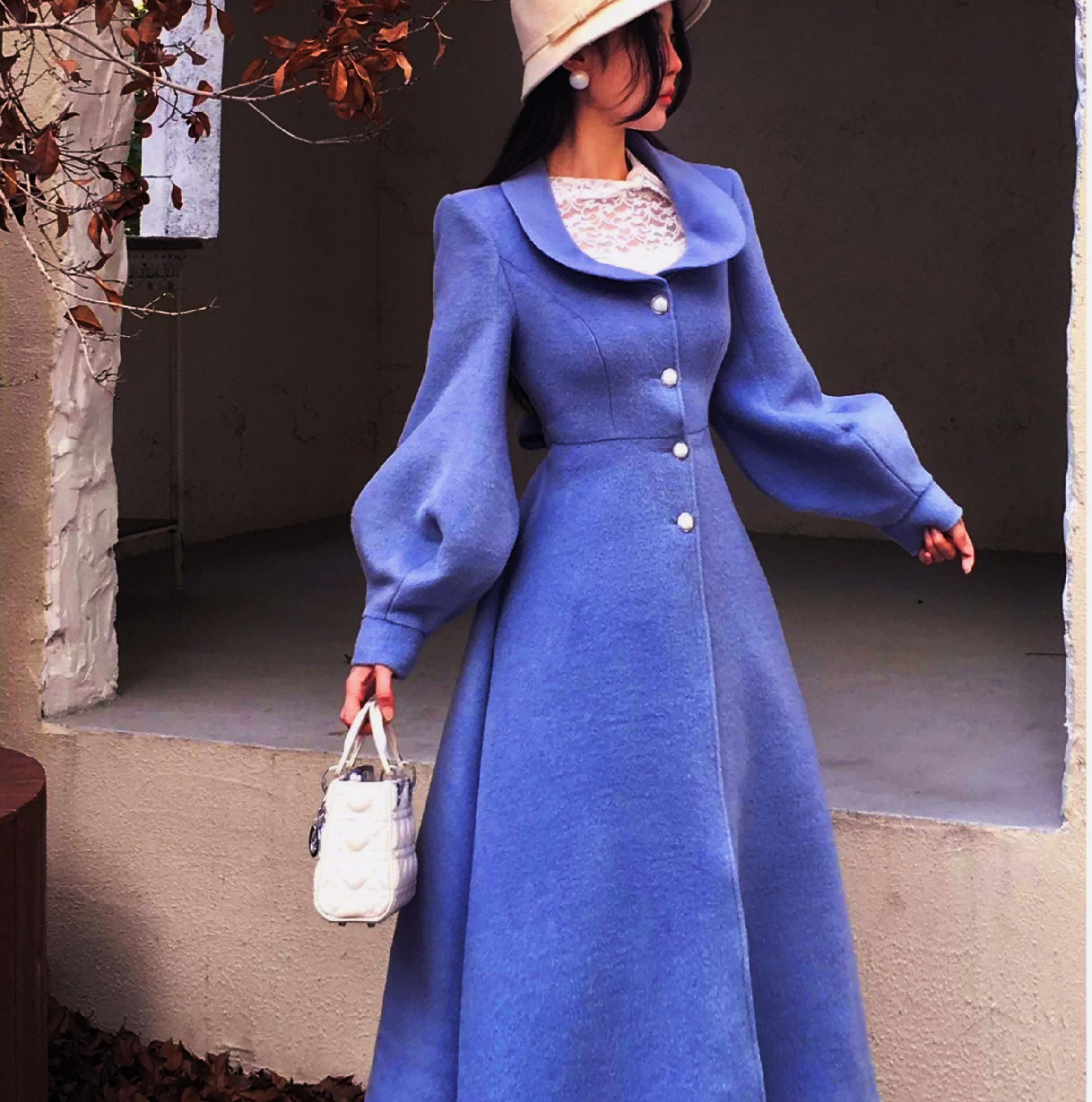 Pink Wool Swing Coat: Long Belted Winter Dress Coat - Etsy