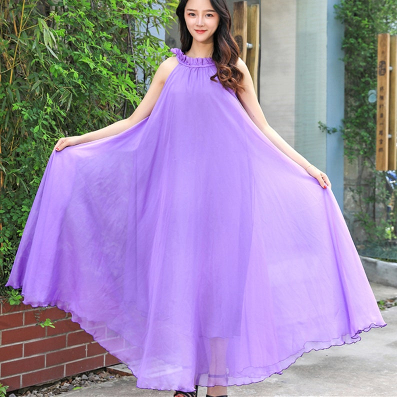 Sleeveless Chiffon Dress,summer Dress,maxi Dress,long Flowy Dress,party ...
