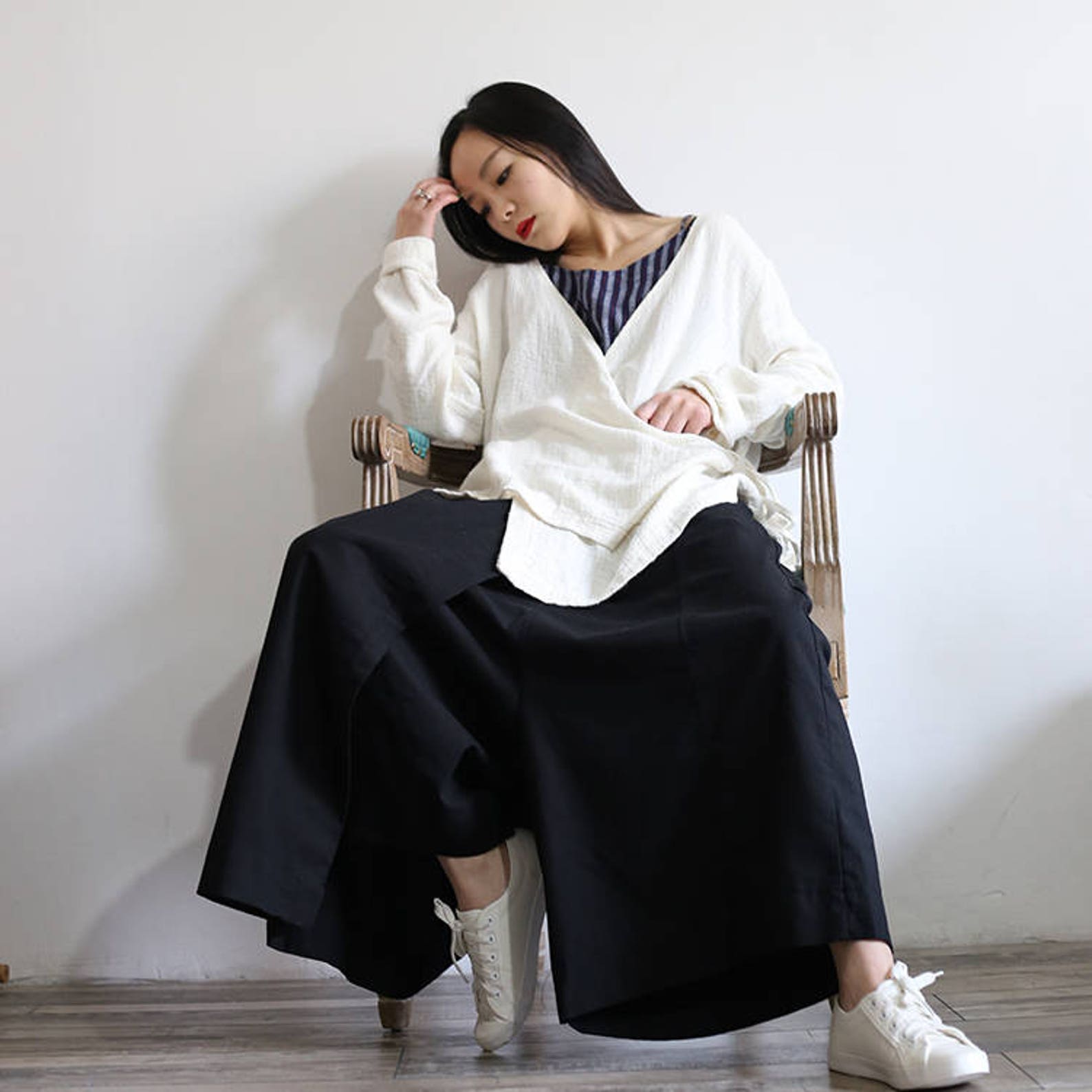 Black Pants Linen Culotteswomen Linen Pantswide Legged | Etsy