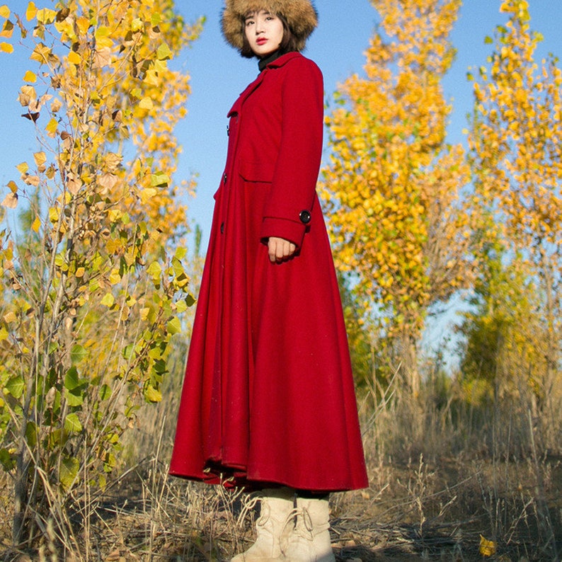 Red Coat,cashmere Coat,full Length Wool Jacket,designer Coat,warm Cozy ...