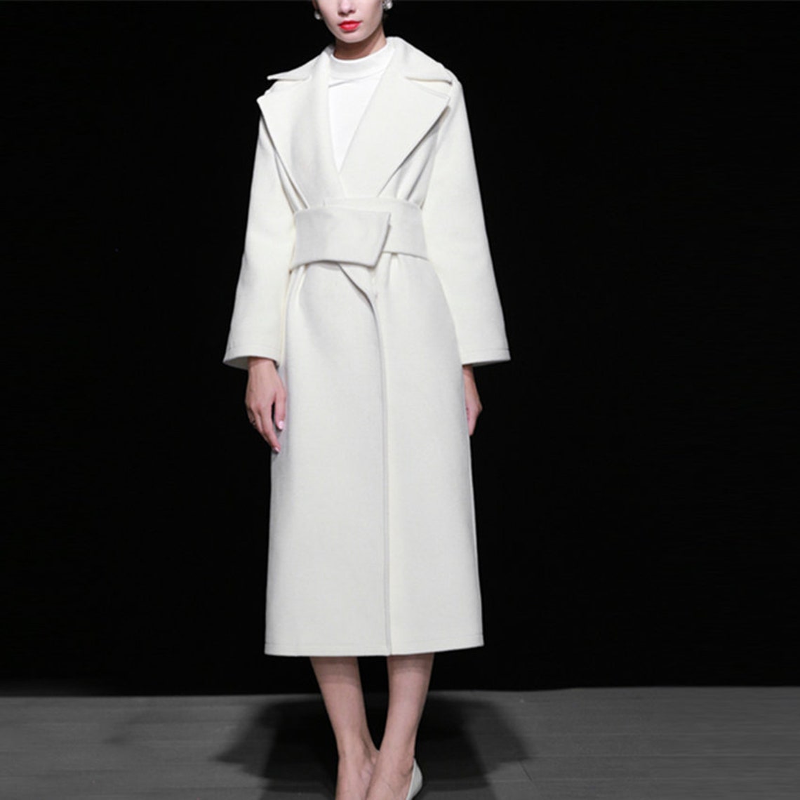 White Coat,cashmere Coat,wool Jacket With Belt,designer Coat,warm Coat ...