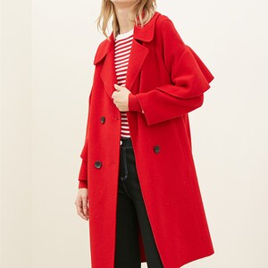 Red Coat,wool Maxi Coat,designer Coat,long Wool Jacket,wool Trench Coat ...