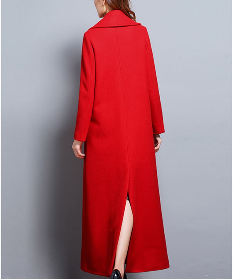 Red Coat,wool Coat,elegant Coat,fitted Coat,long Full Length Wool ...