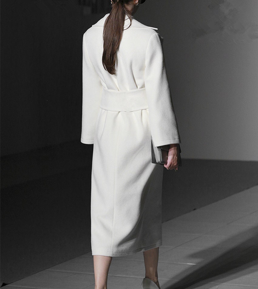 White Coat,cashmere Coat,wool Jacket With Belt,designer Coat,warm Coat ...