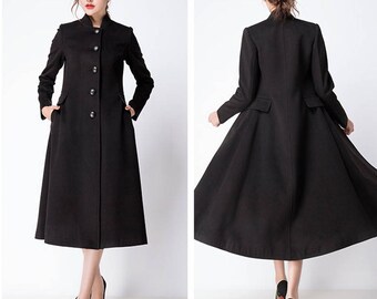 Women Long Full Length Wool Jacket Warm Cozy Coat Plus Size Winter Coat Long Sleeve Coat Dress ...