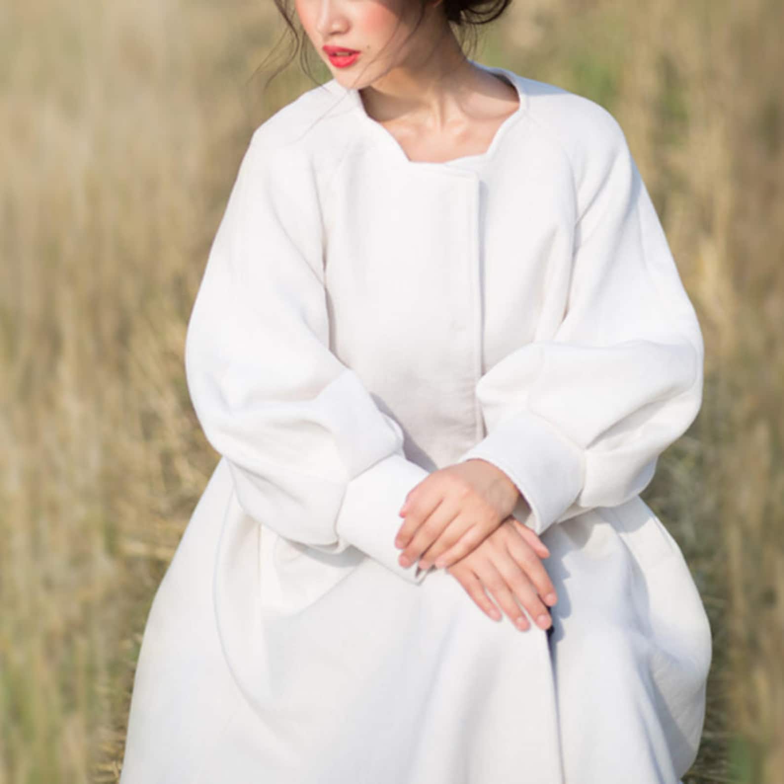 White Coat Long Full Length Wool Jacket Warm Cozy Coat Dress Coat ...