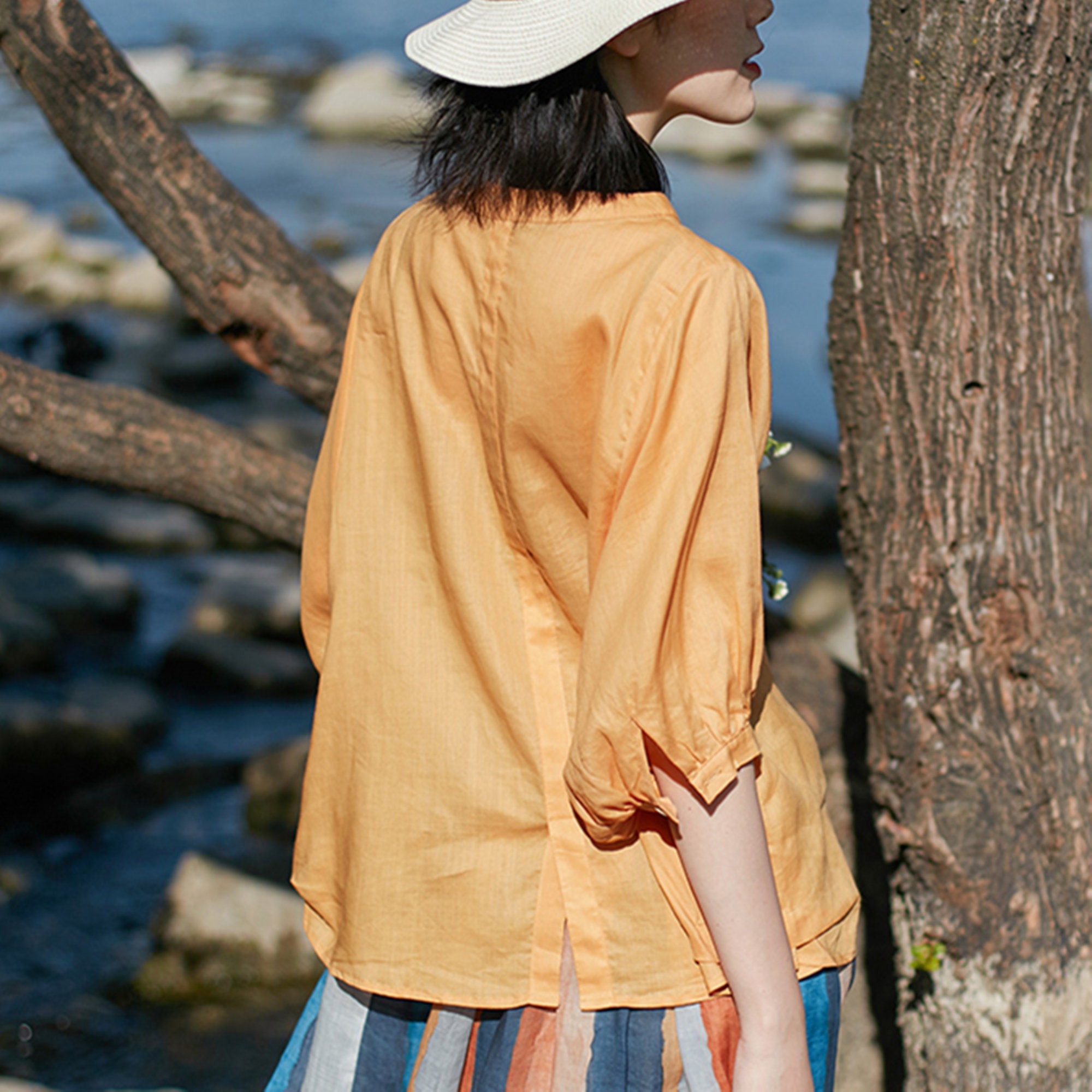 Loose Linen Topbat-wing Sleeve Linen Shirttunic Shirtspring | Etsy