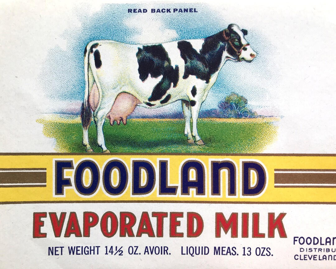 Original 1950s FARMLAND EVAPORATED MILK Label - Vintage Unused - Etsy