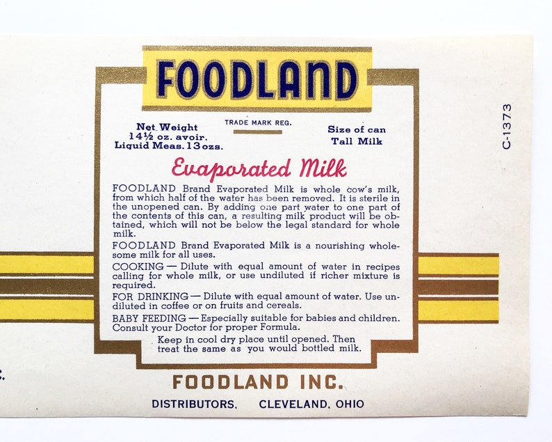 Original 1950s FARMLAND EVAPORATED MILK Label Vintage Unused - Etsy