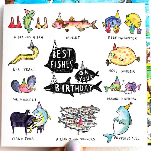 Best Fishes on Your Birthday Fish Pun Humour Funny | Etsy