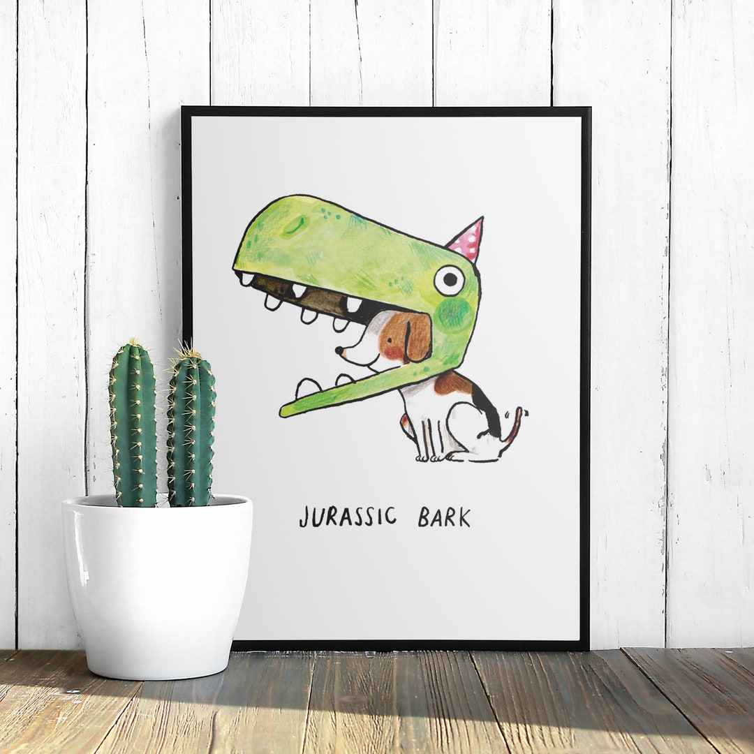 Jurassic Bark Pun Wall Art Woof Word Print Dinosaur Artwork Pun Art ...