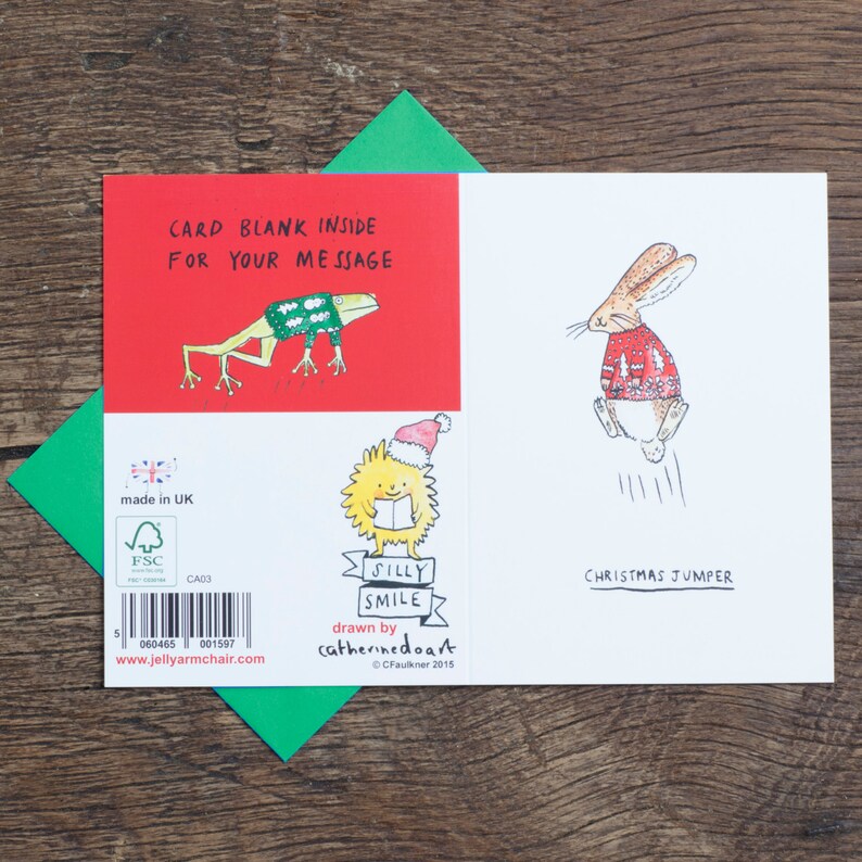 Christmas Jumper Christmas Card Greetings Card Rabbit - Etsy