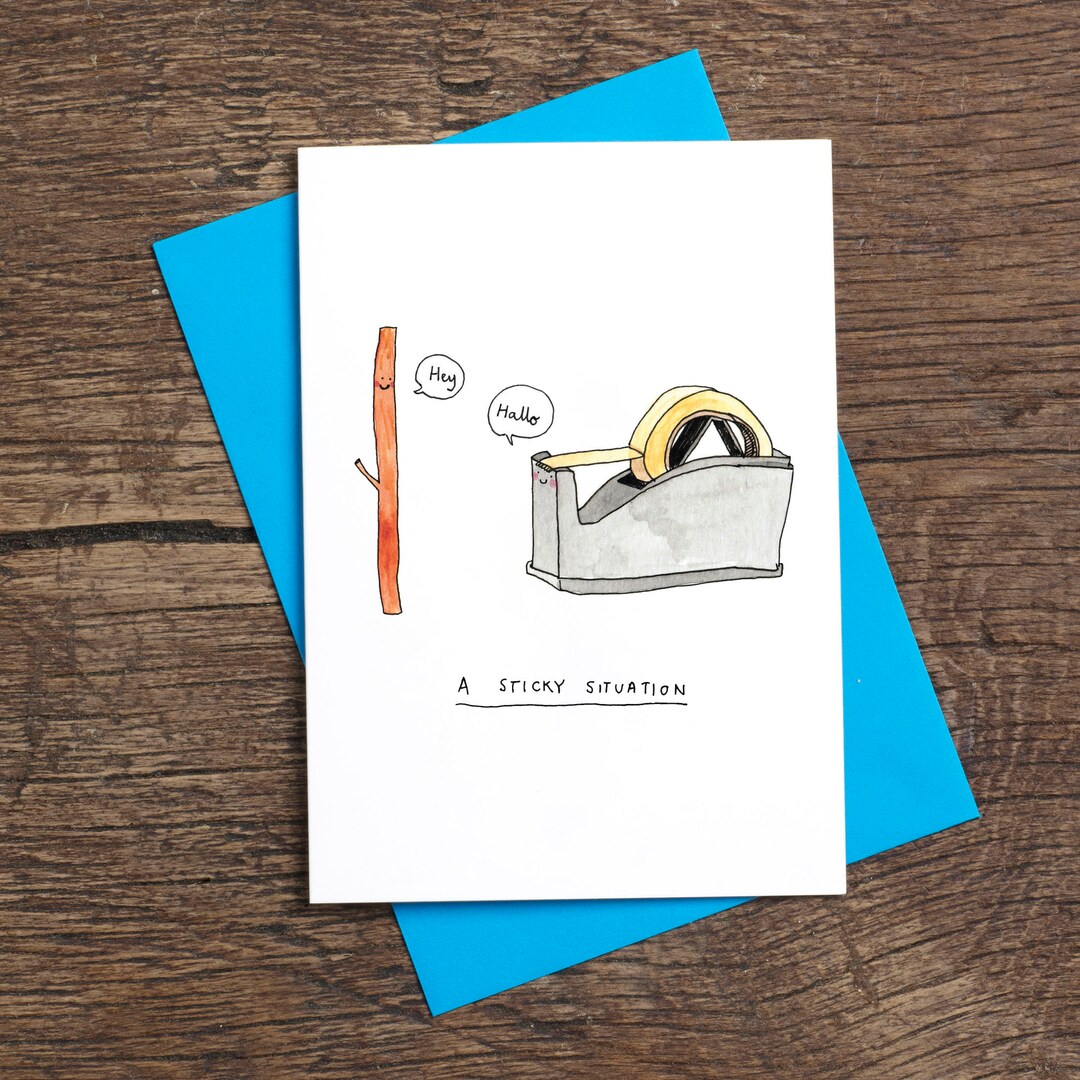 A Sticky Situation * Greetings Card * Humour * Pun * - Etsy