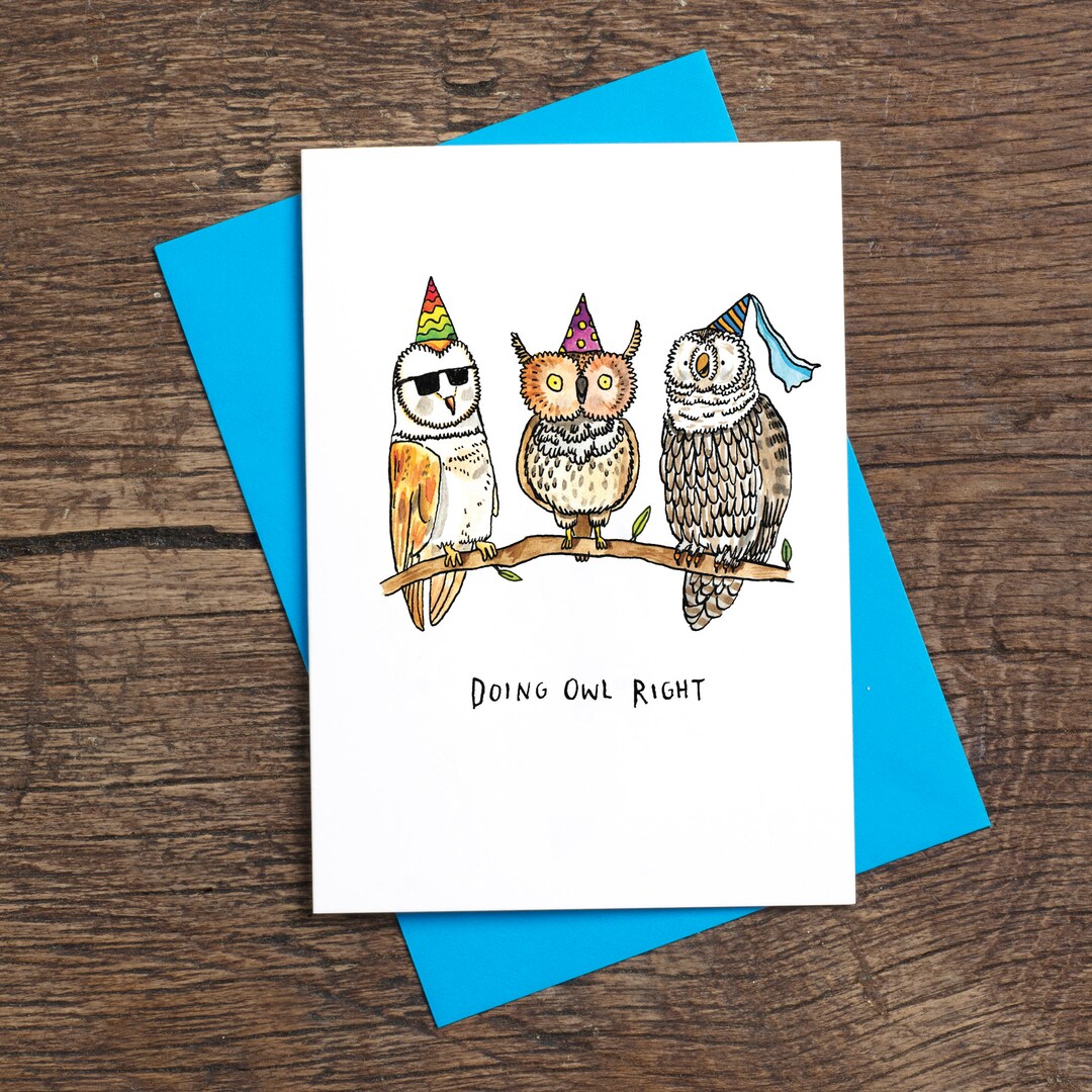 Doing Owl Right * Greetings Card * Humour * Pun * Owls * Party - Etsy