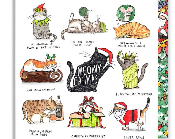 Meowy Catmas * Humour * Puns * Christmas * Cards * Animals - Etsy