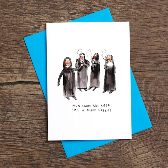 Nun Smoking Area it's a Filthy Habit Greetings Card - Etsy