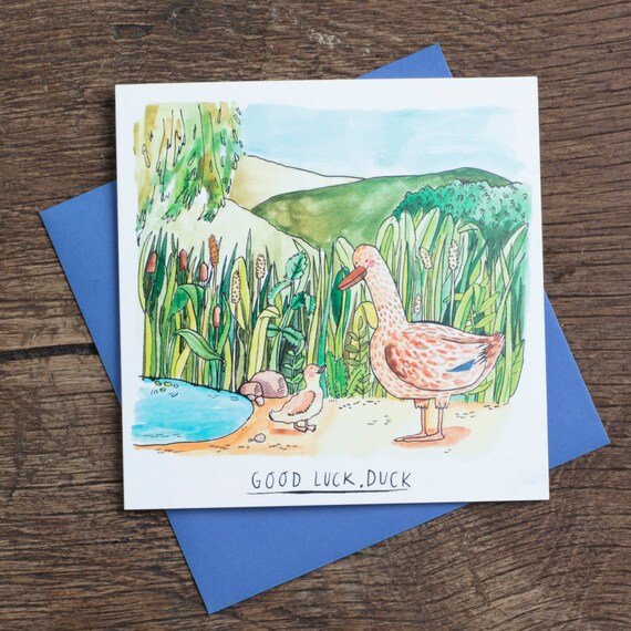 Good Luck Duck Greetings Card Pun humour Good luck card | Etsy