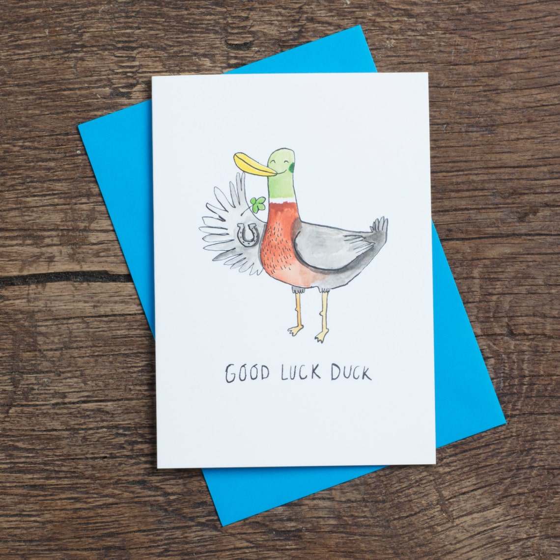Good Luck Duck Greetings Card Humour Northern - Etsy