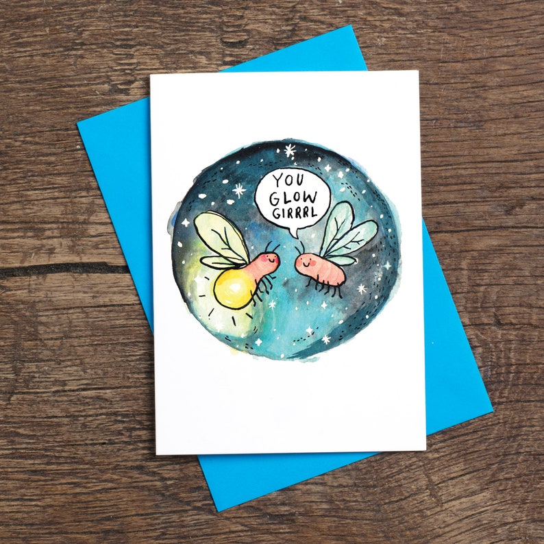 You Glow Girl Greetings Card Humour Pun | Etsy