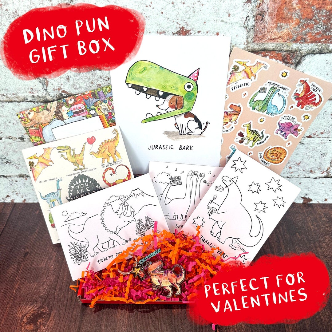 The Dino Gift Pack Romantic Gift Valentine's Day Stickers Wooden ...