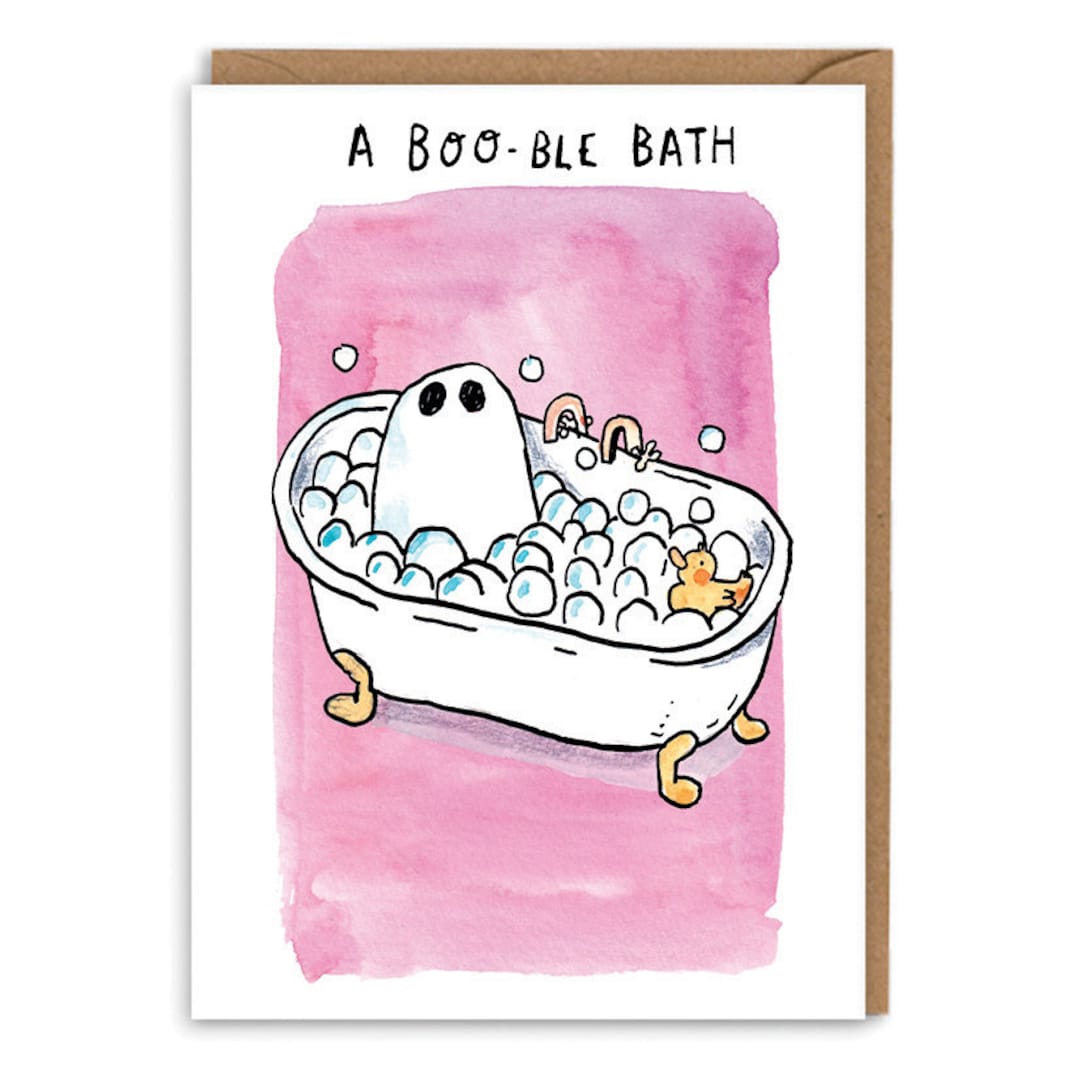 Boo-ble Bath * Ghost * Funny * Birthday * Congratulations * Watercolour ...