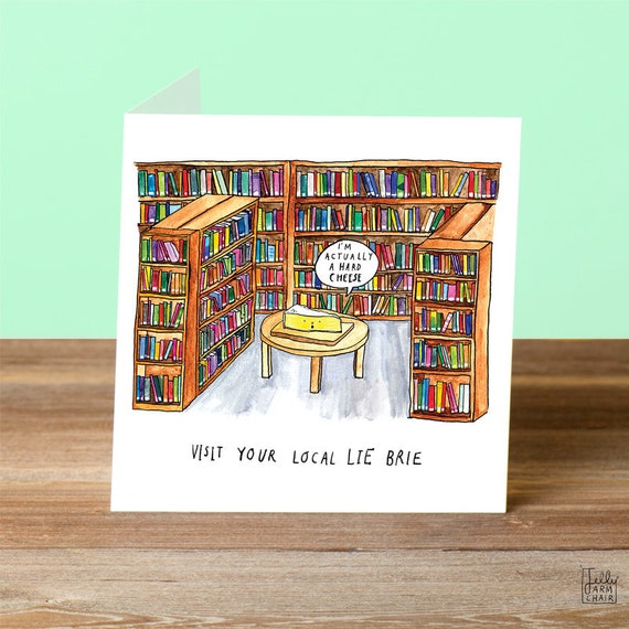Lie Brie Greetings Card Pun Humour Library Books | Etsy UK